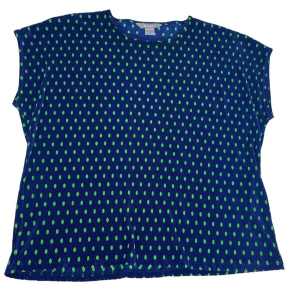 TanJay | Tops | Tanjay Polka Dots Ribbed Blouse Top Womens L Blue Green ...